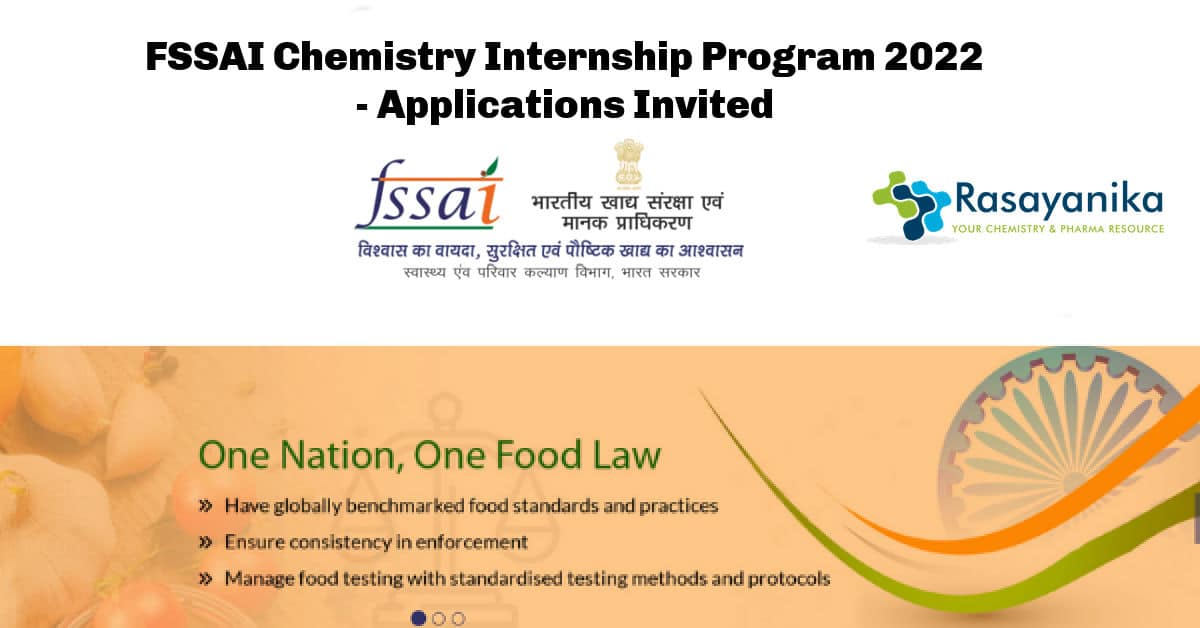 FSSAI Chemistry Internship Program 2022 - Applications Invited