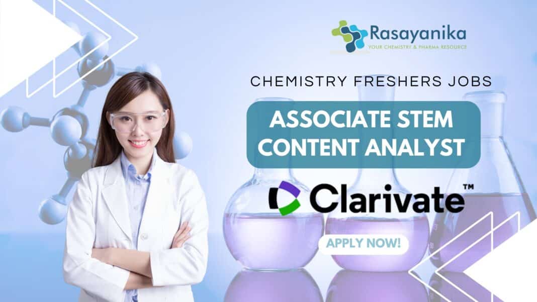 Chemistry Freshers Jobs at Clarivate - Apply Now!