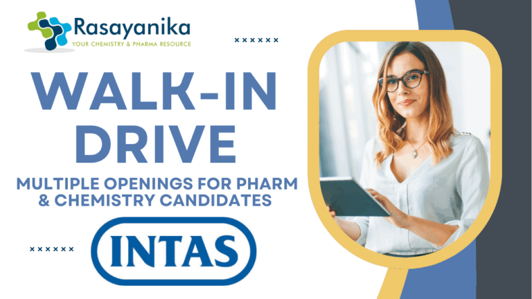 Intas Walk-In Drive Vadodara – 6 July 2025 | Apply Now