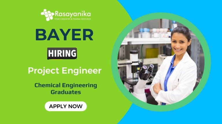 Project Engineer Job at Bayer | Chemistry Graduates Apply