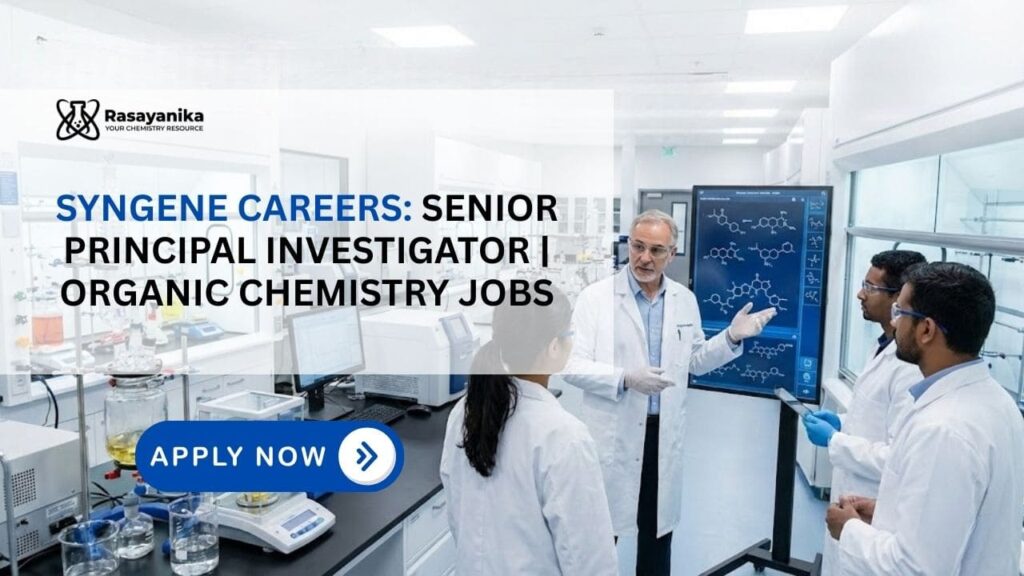 Syngene Careers: Principal Investigator | Organic Chemistry Jobs